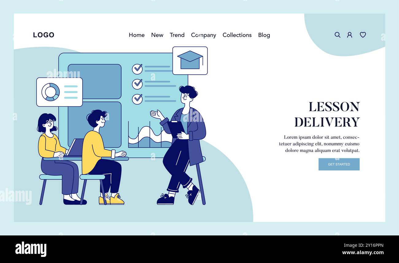 Educational website interface showing a digital classroom with teacher ...