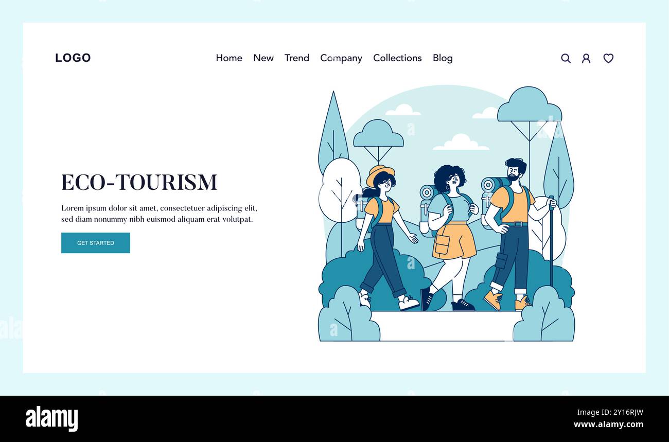 Eco-tourism concept. Group of friends exploring nature with eco ...