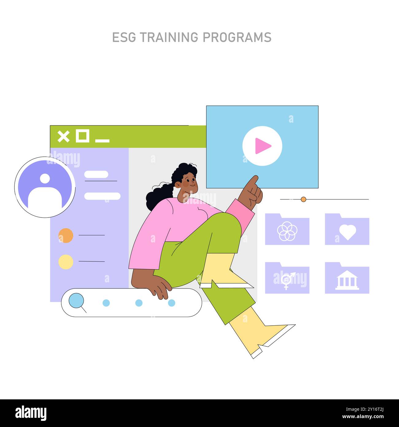 Sustainability training concept. An individual interacts with an online ...