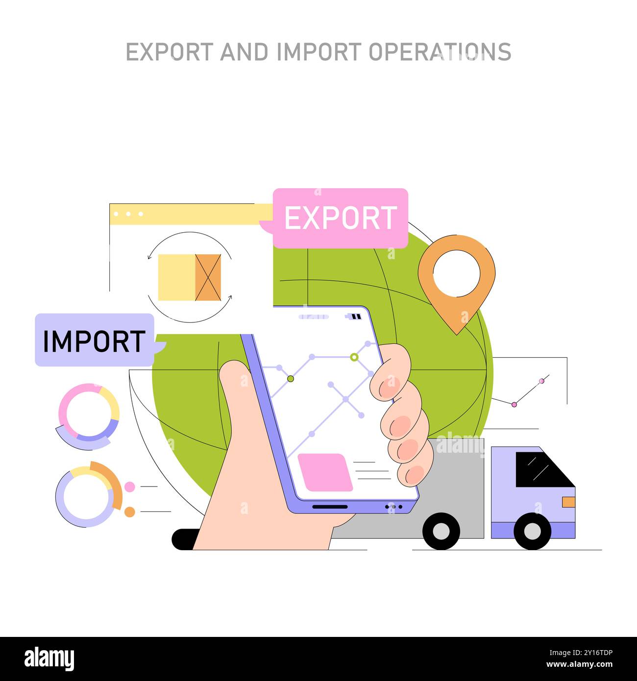 Global Market Expansion concept. Illustration of export-import ...