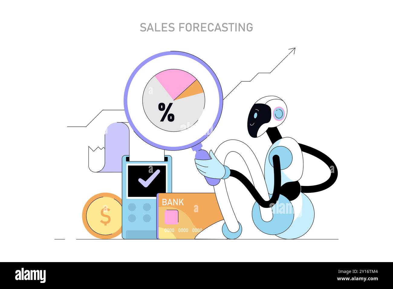 Artificial Intelligence Sales Forecast concept. AI analyzes financial ...