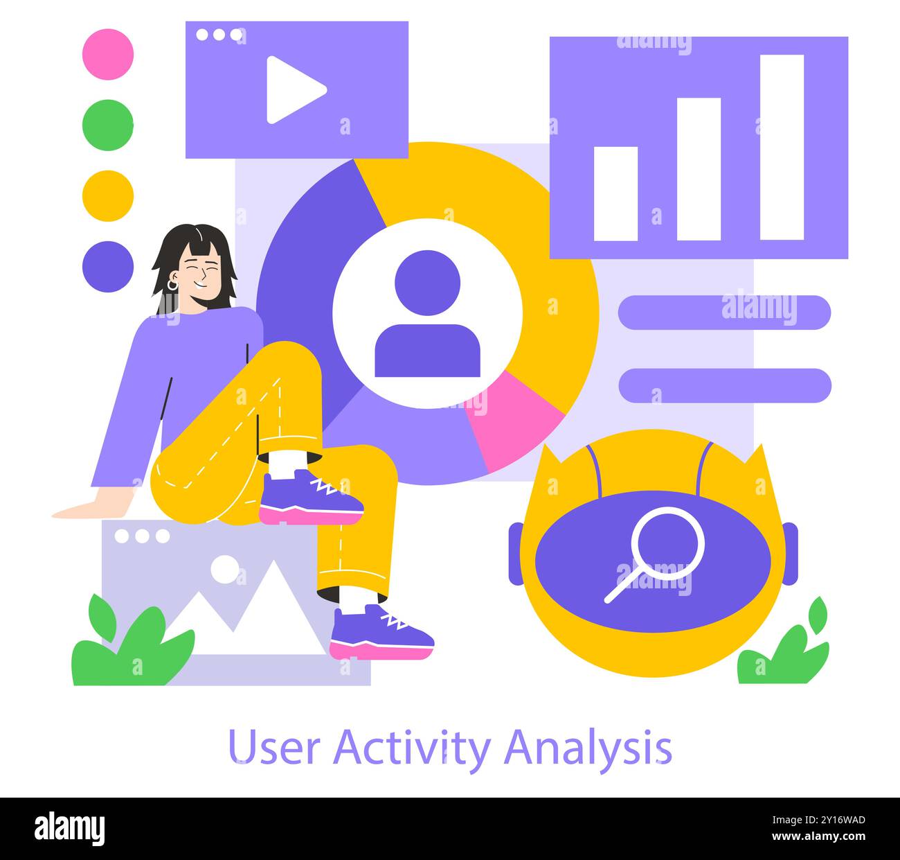 Mobile AI concept. User activity analysis with a relaxed person amidst ...