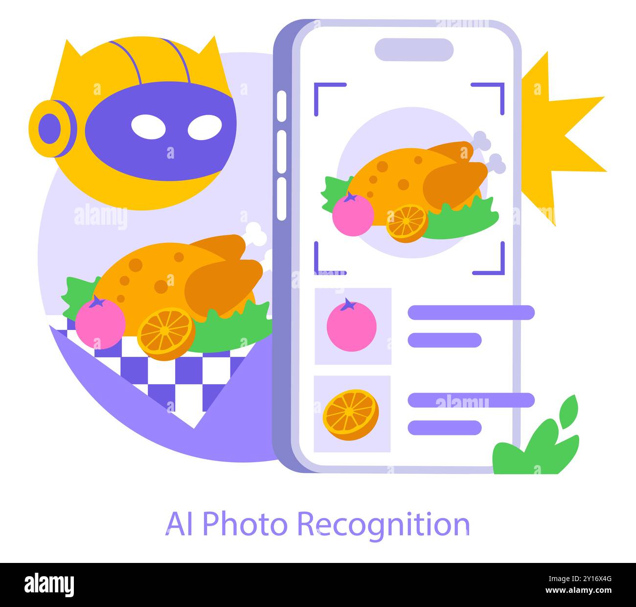 Mobile AI Photo Recognition concept. An intelligent system identifies ...
