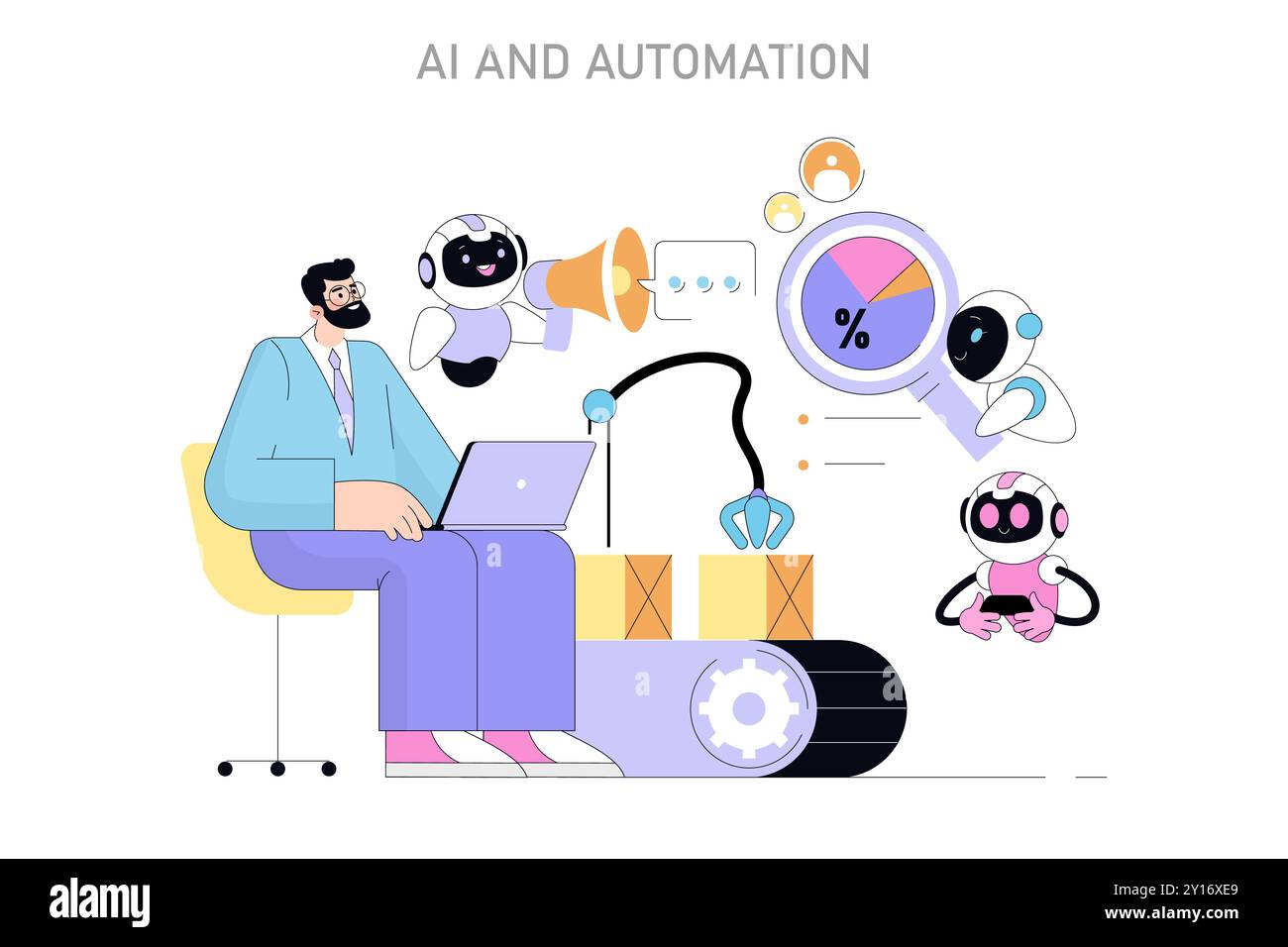 Cartoon illustration computer monitor robot Cut Out Stock Images ...