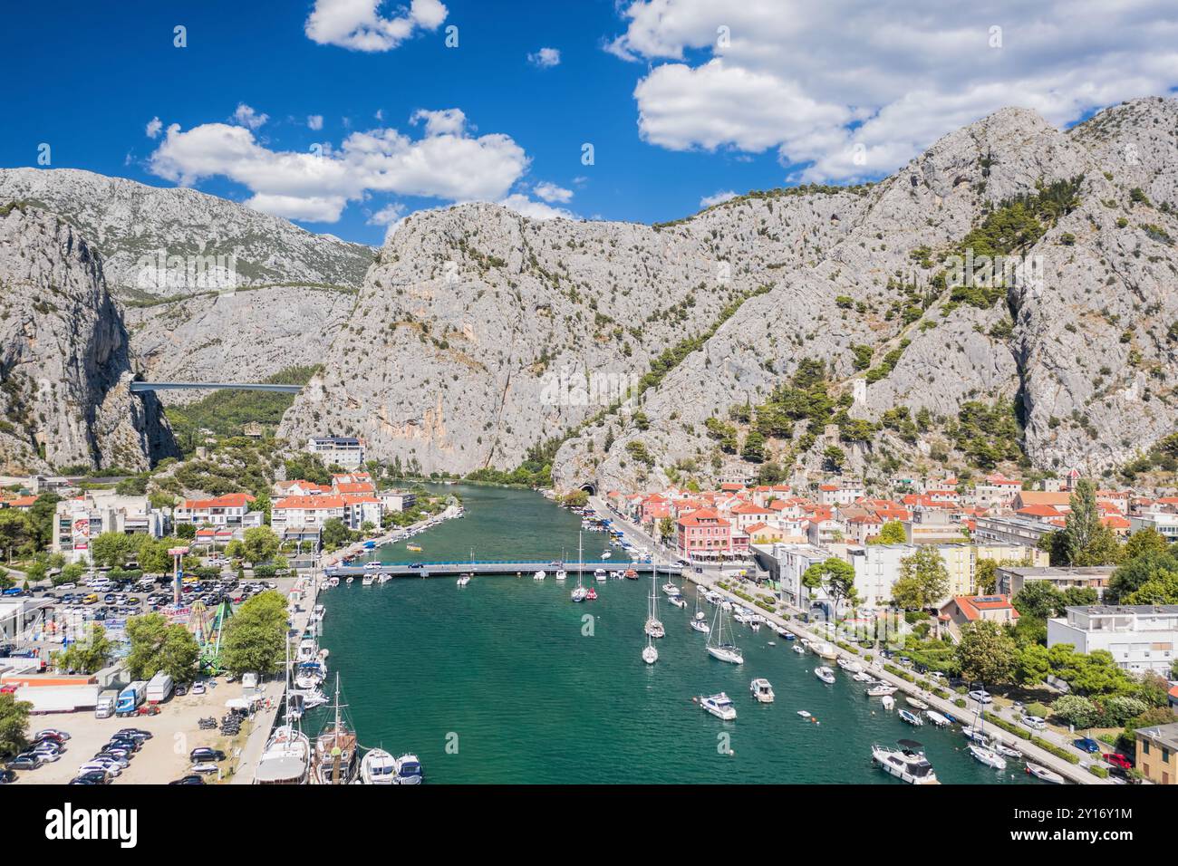 Aerial view of Omis with boats on Cetina river in Croatia, Europe Stock Photo - Alamy