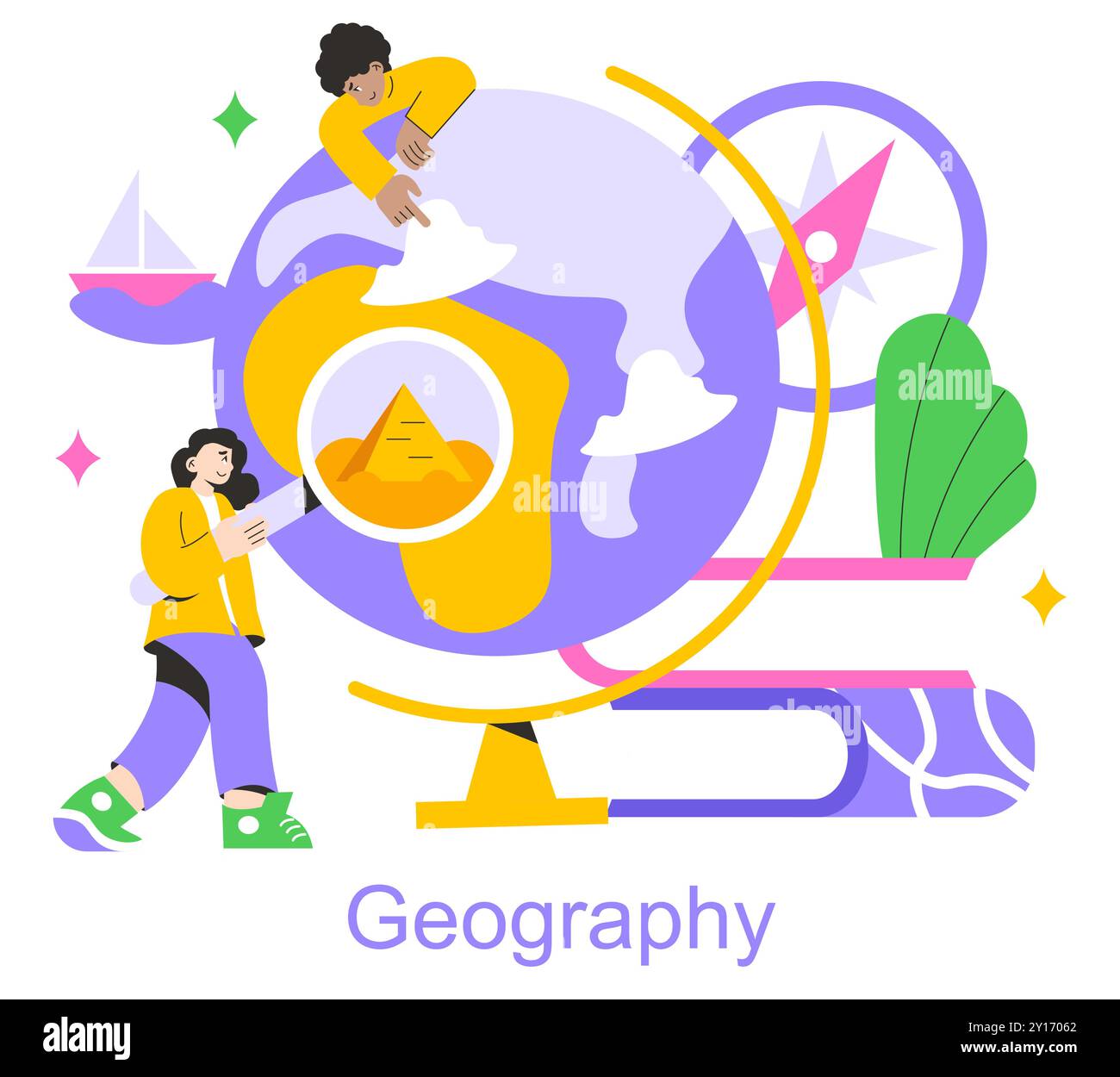 Collaborative Learning concept. Students engaging with geography ...