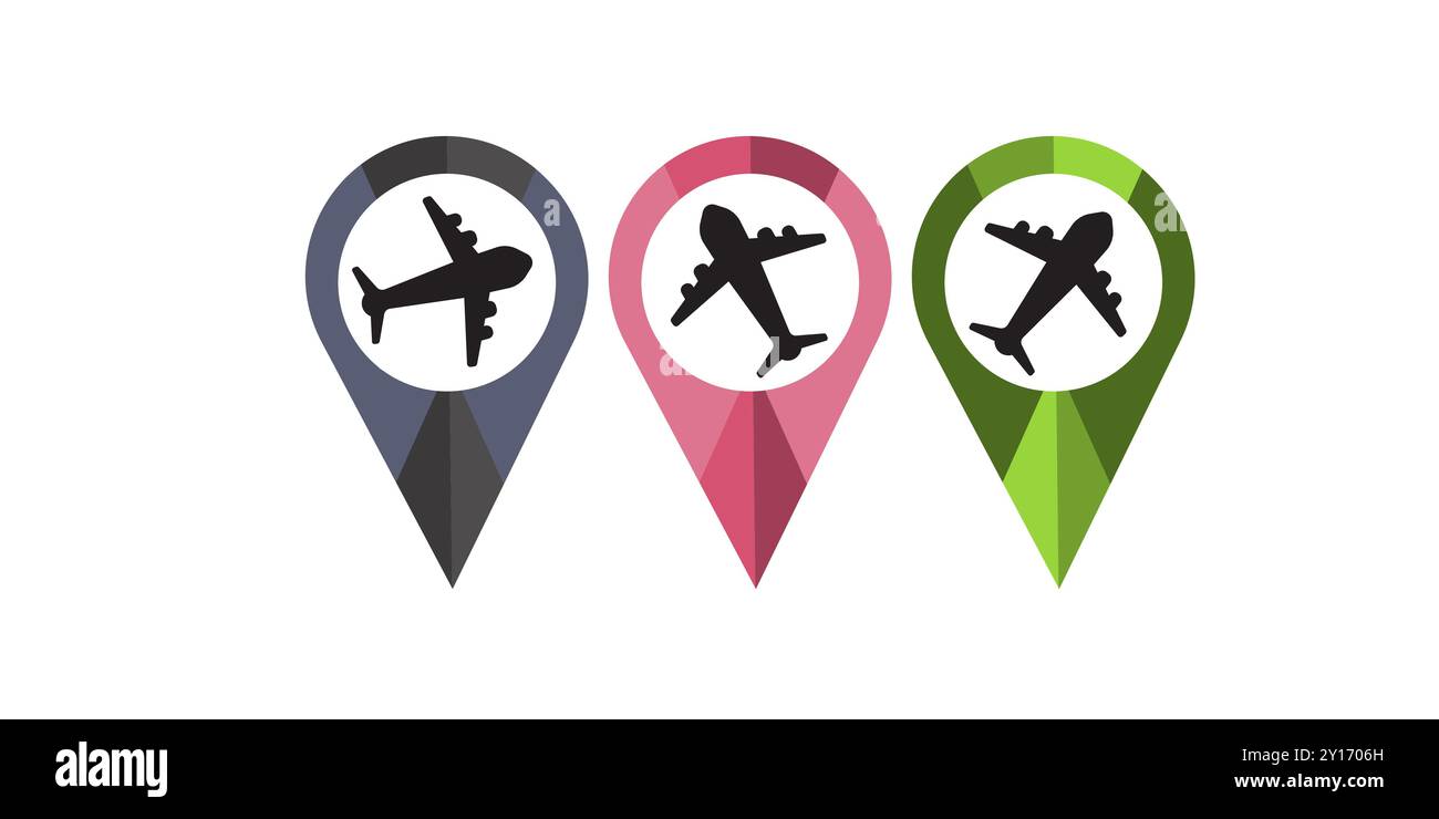 Airport Symbol With Navigation Location Map Pin Icon Vector Stock ...