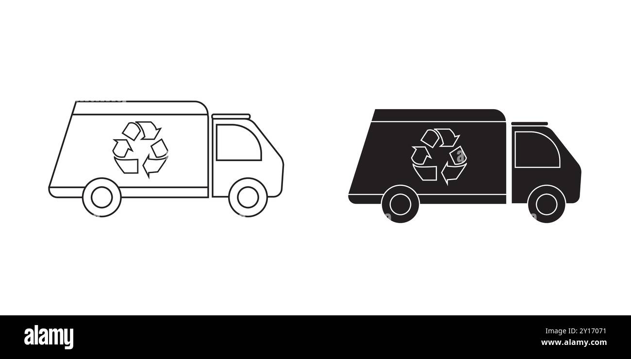 trash can, recycle bin and garbage truck vector icon set. garbage ...