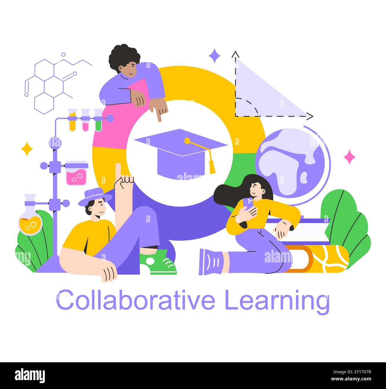 Collaborative Learning concept. Students engage together with ...