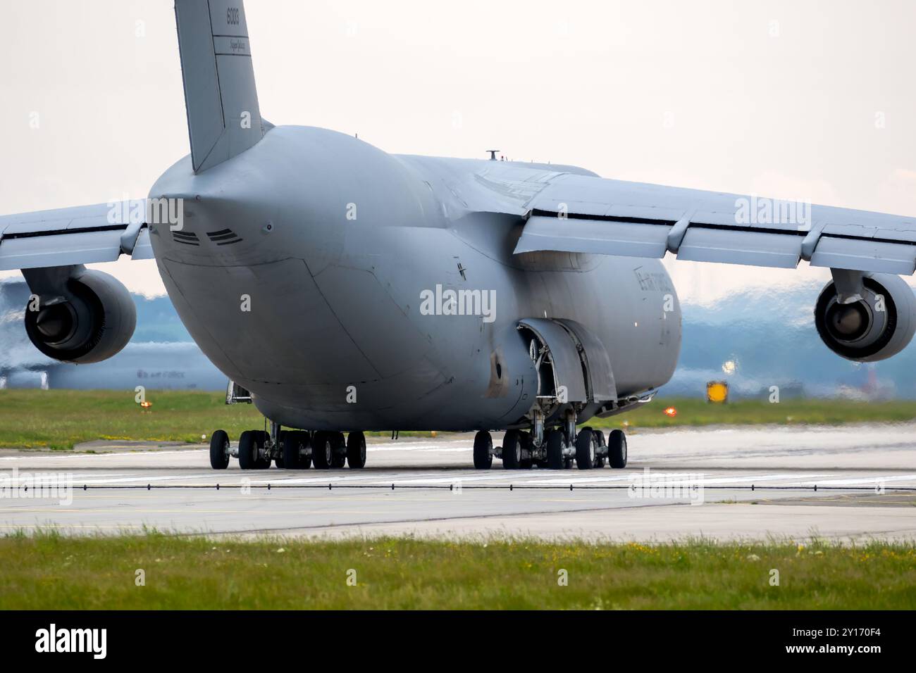 US Air Force Lockheed C-5M Galaxy transport aircraft taxiing to the ...