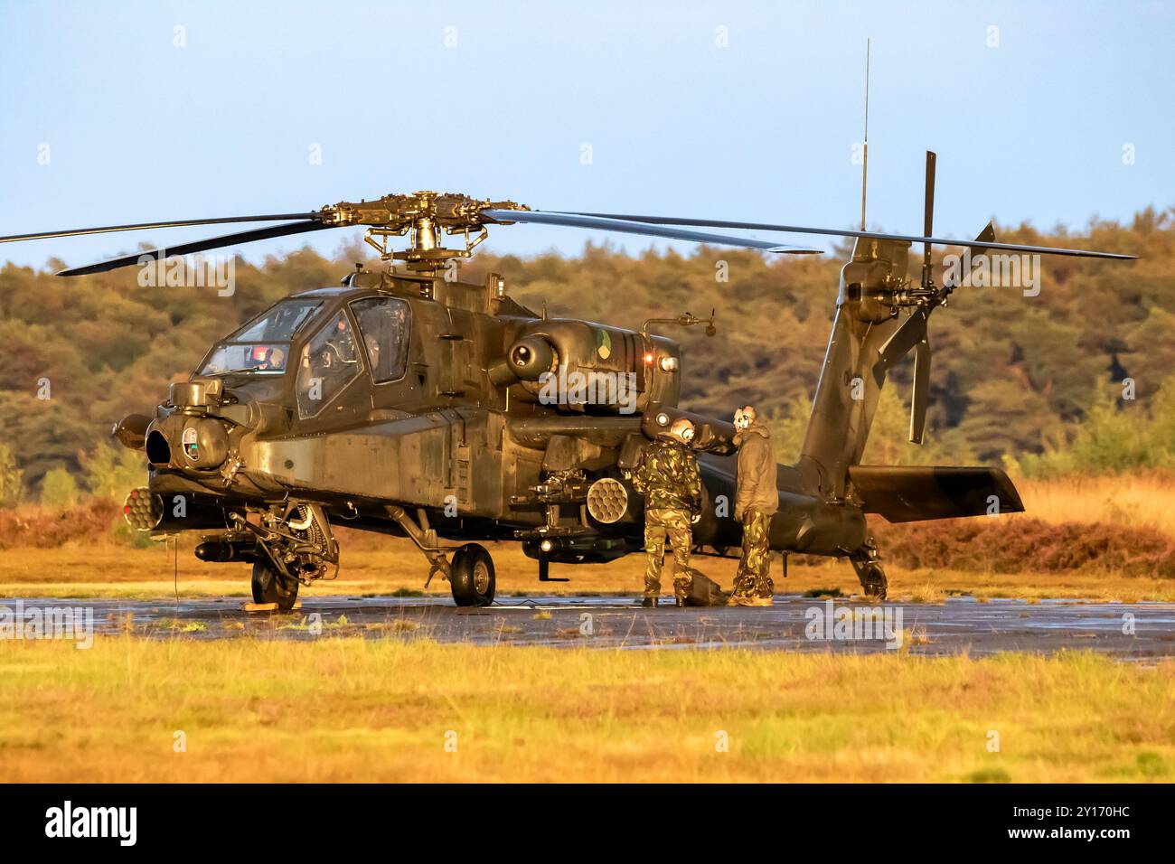 Boeing AH-64 Appache attack helicopter at Sanicole airfield during ...