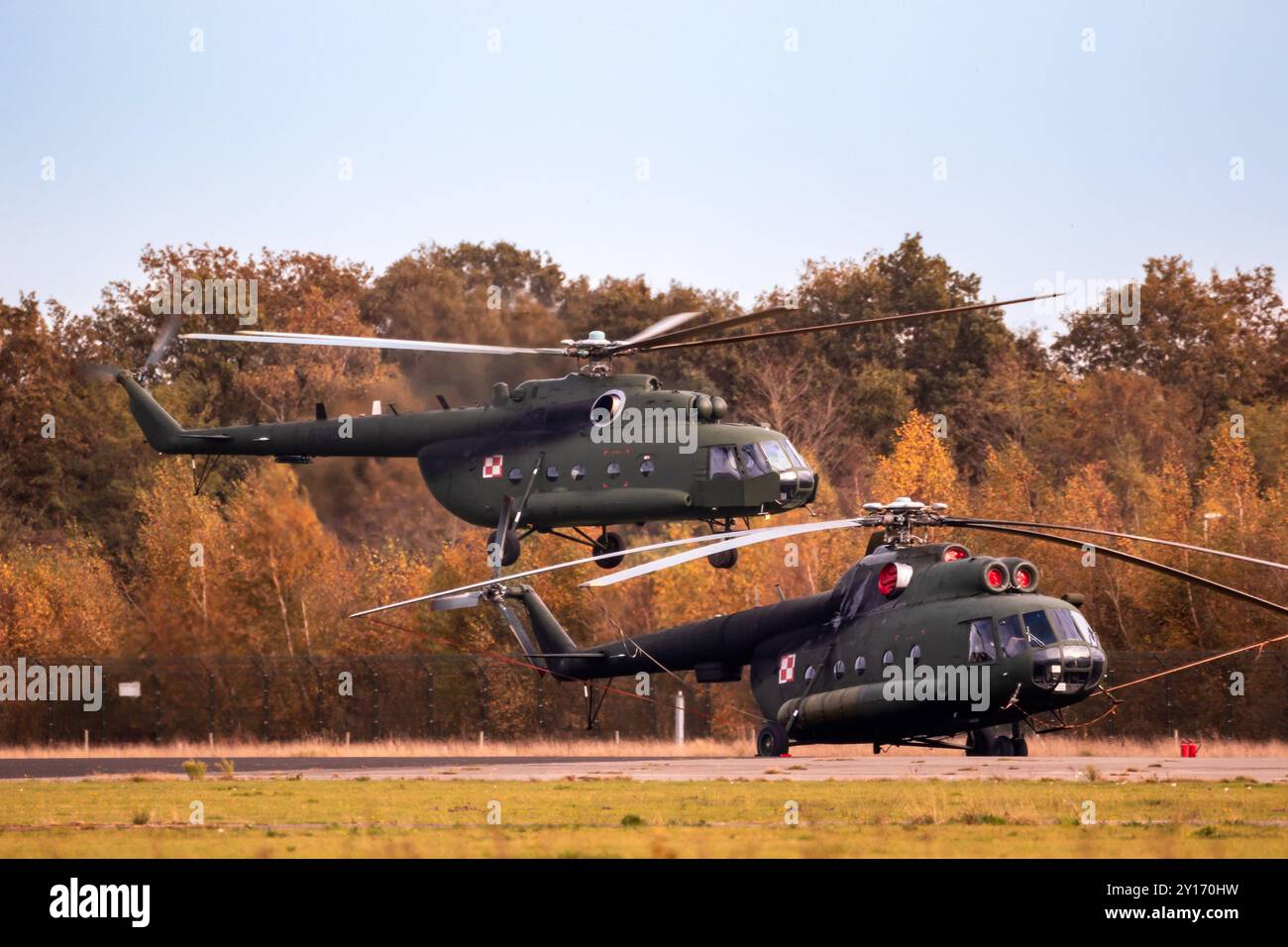 Polish Mil Mi-8T Hip transport helicopter taking off from De Peel ...