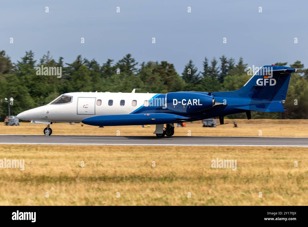 Learjet 35A jet from Gesellschaft fur Flugzieldarstellung (GFD) taking ...