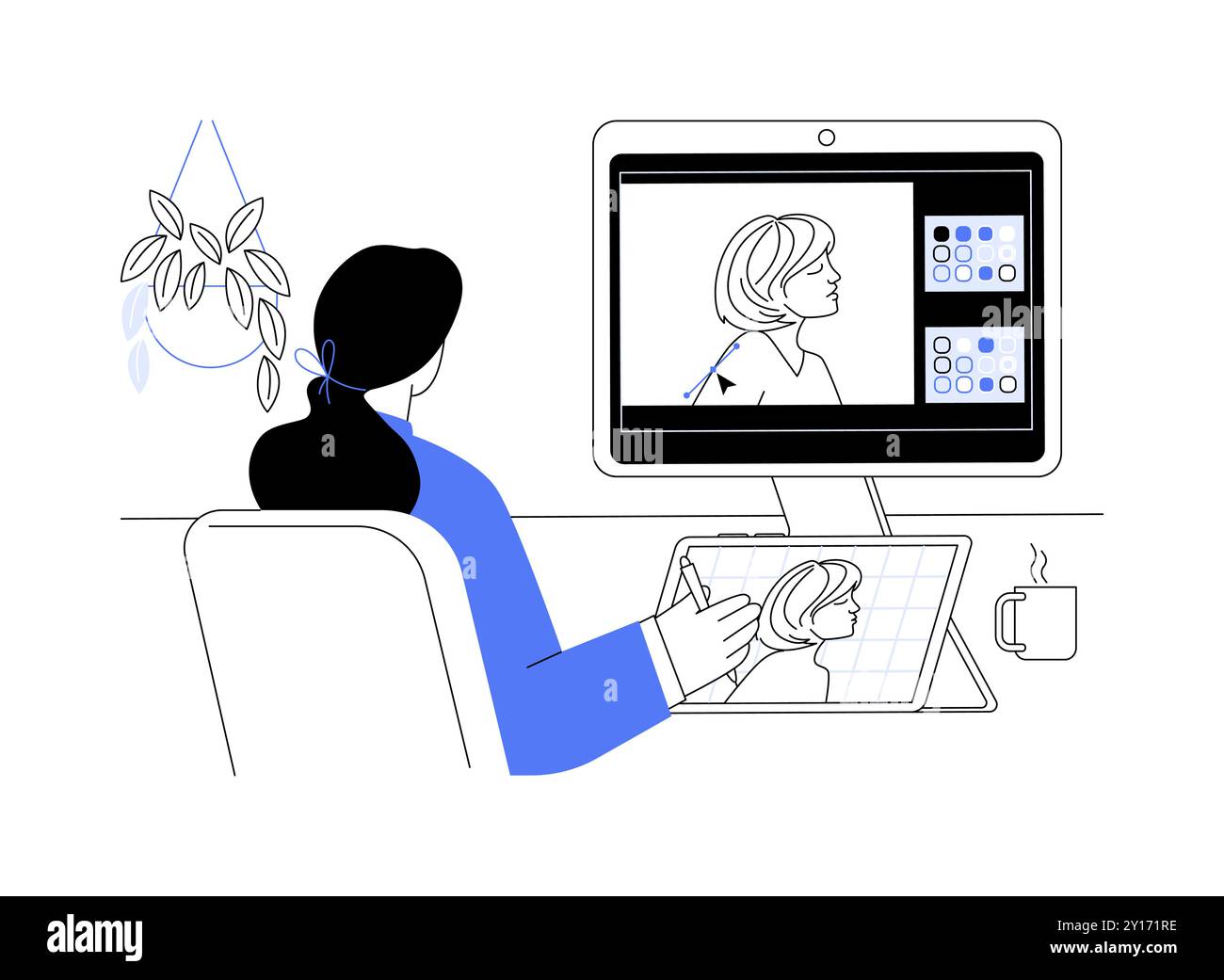 Digital drawing isolated cartoon vector illustrations Stock Vector ...