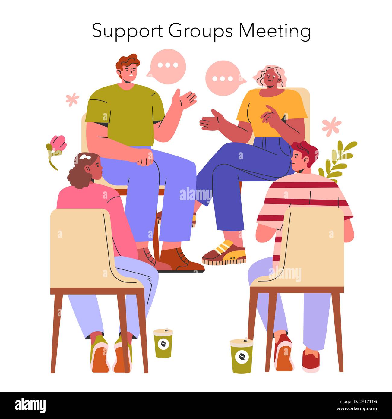 Support Groups Meeting concept. Diverse individuals engaging in group ...