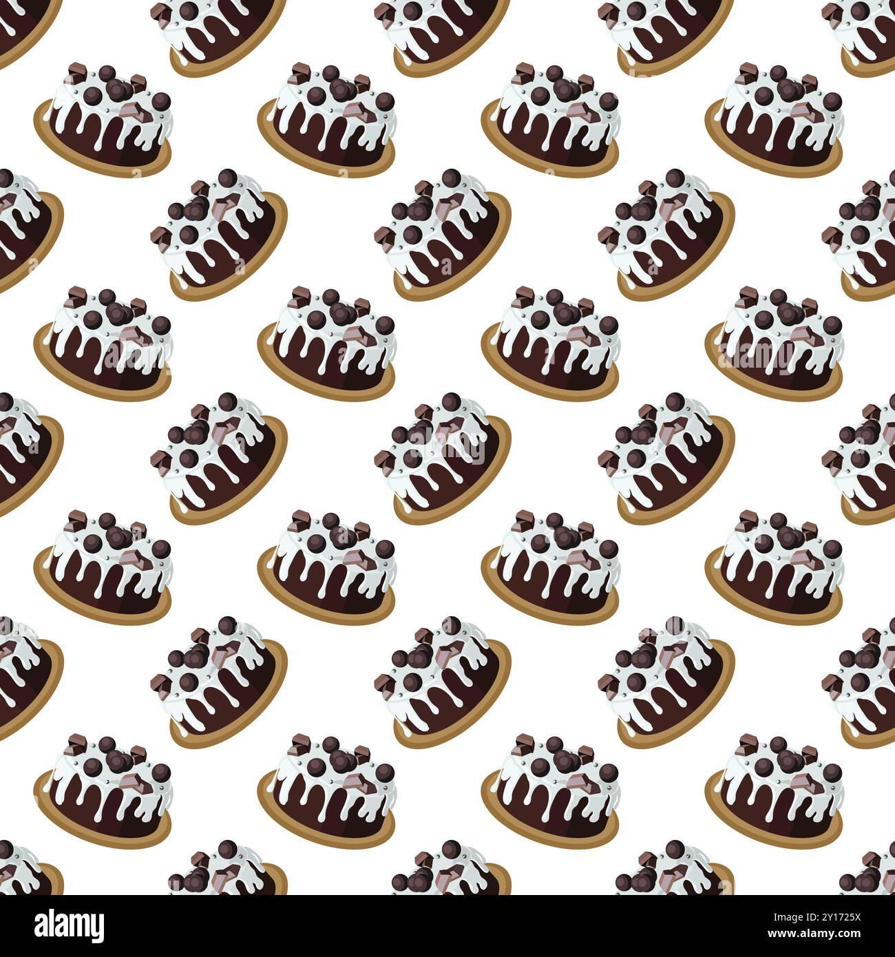 Chocolate cake with sugar icing. Vector illustration on a white ...