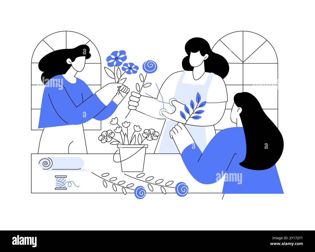 Flower arranging isolated cartoon vector illustrations Stock Vector ...