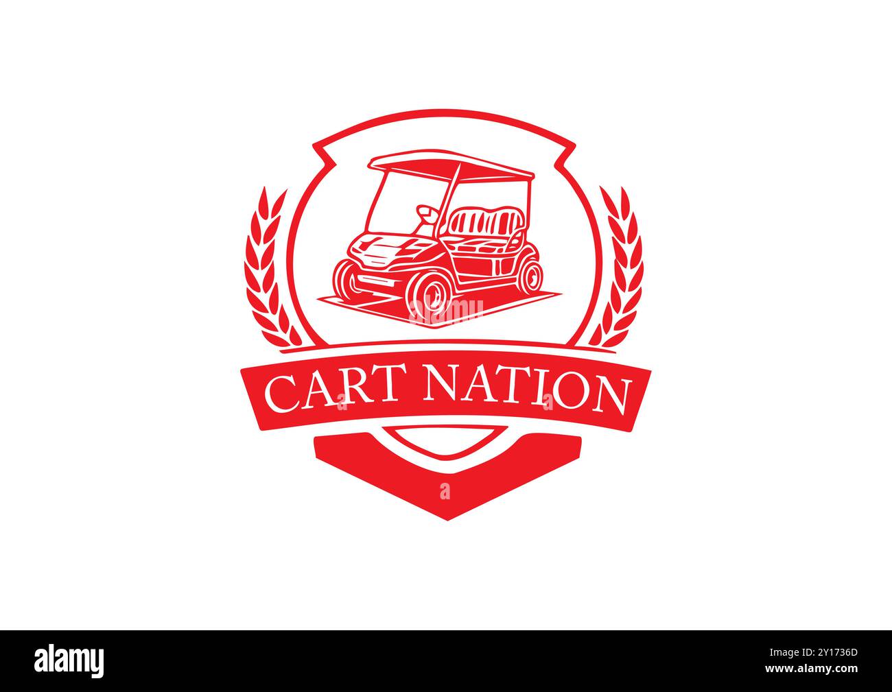 Cart Nation Emblem: Golf Cart and Laurels Badge Design Stock Vector ...