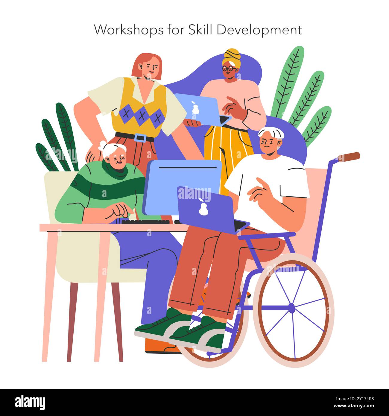 Skill Development Workshop concept. Diverse group of people attending a ...