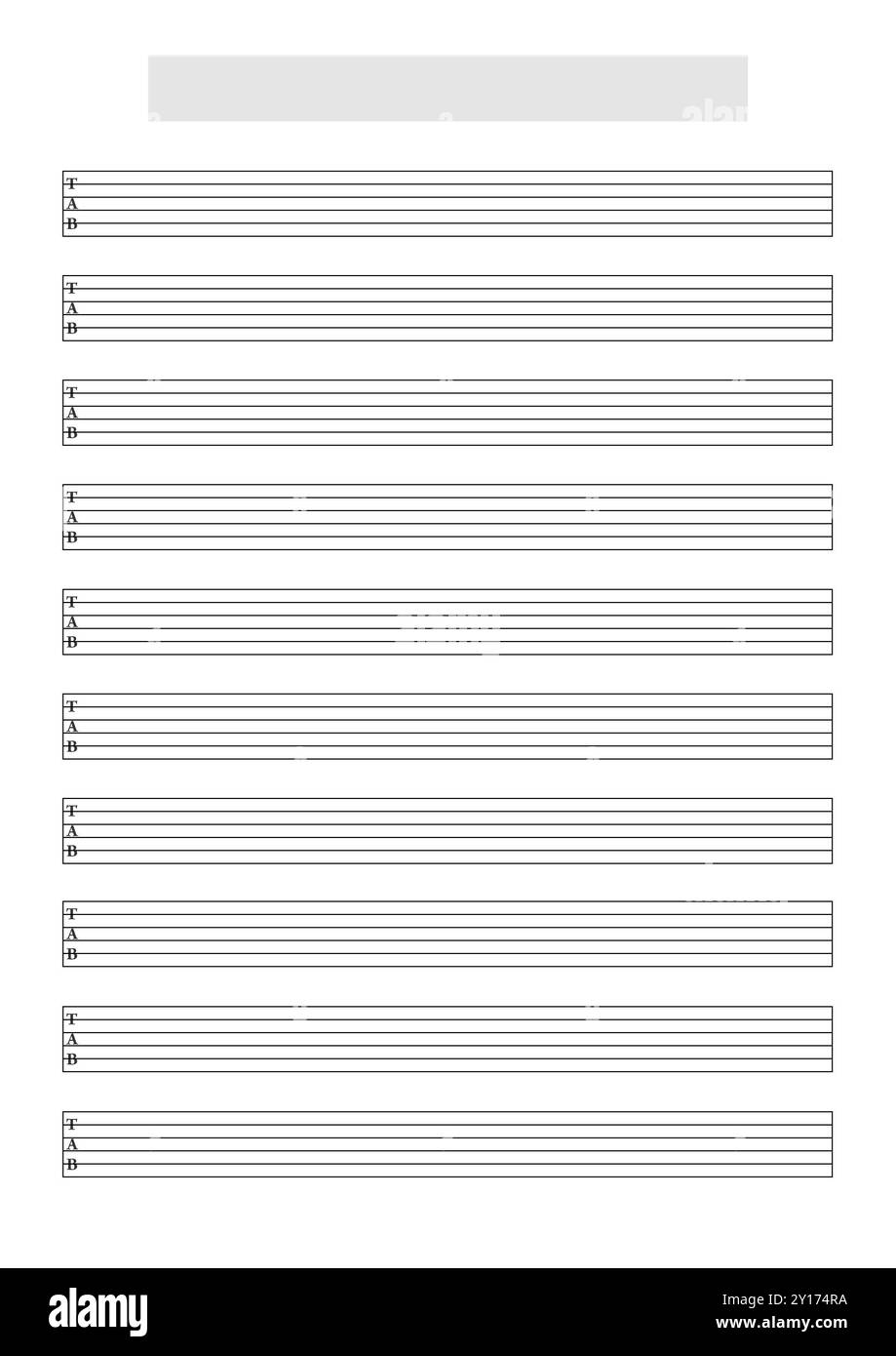 Blank Guitar (6 strings) tablature sheet template to write music. A4 ...