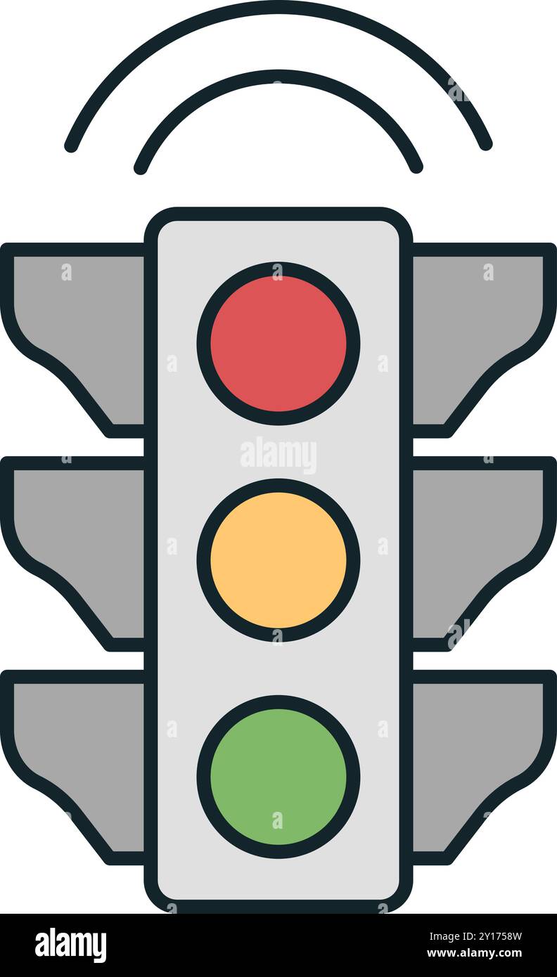Smart traffic light sending wireless signal for city management Stock ...