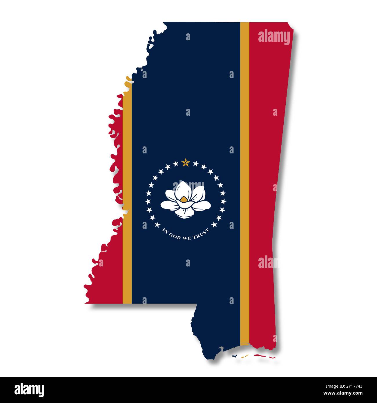 Mississippi State Flag Map with clipping path Stock Photo - Alamy