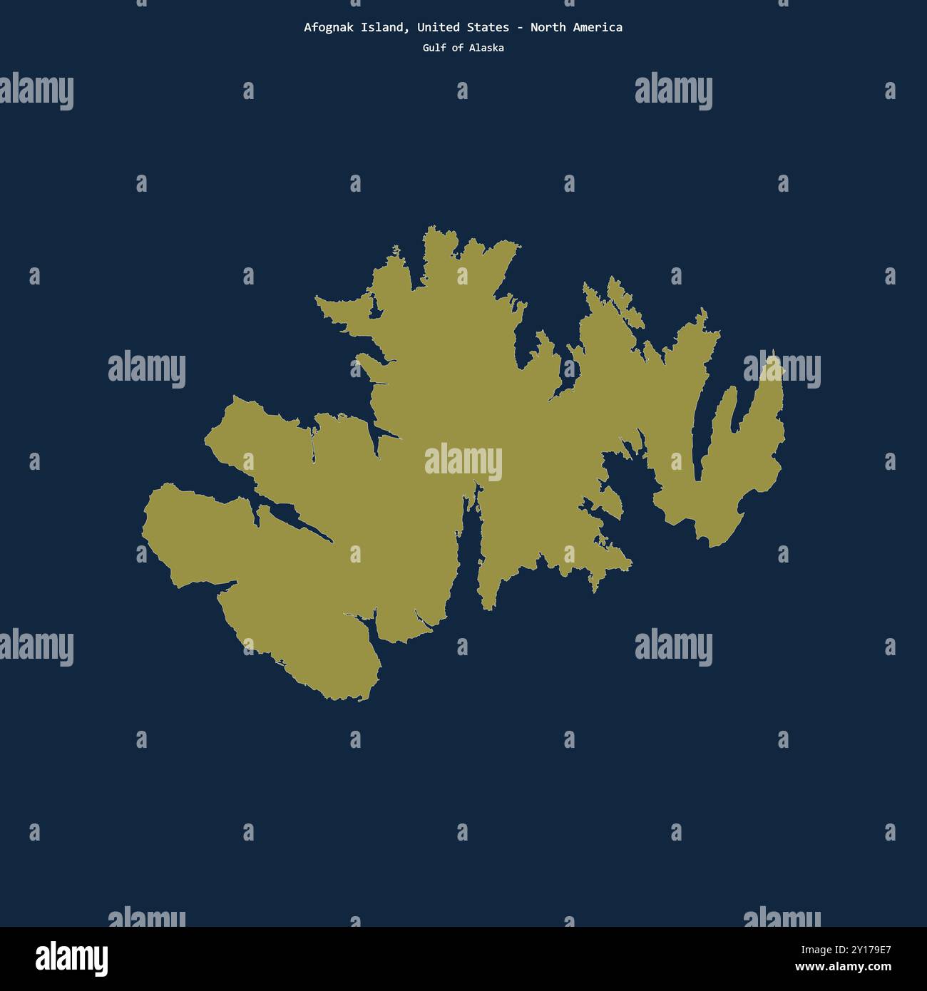 Shape of Afognak Island in the Gulf of Alaska, belonging to United ...