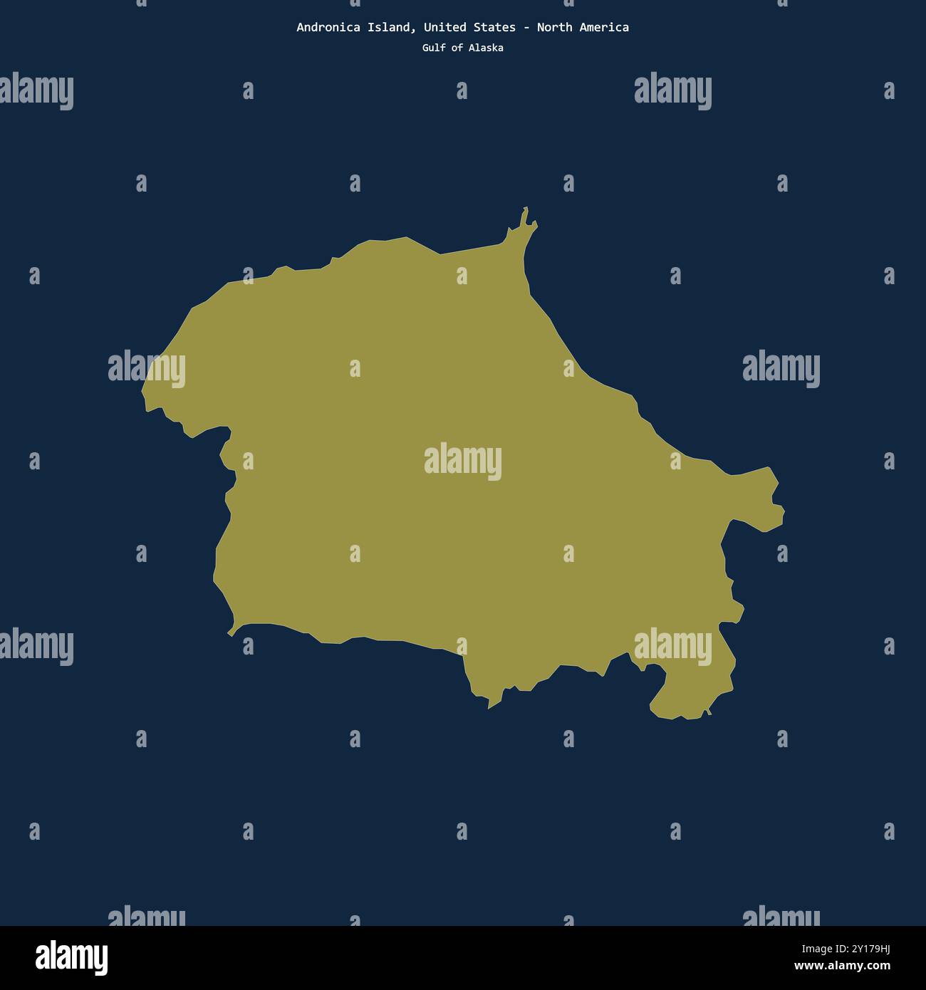 Shape of Andronica Island in the Gulf of Alaska, belonging to United ...