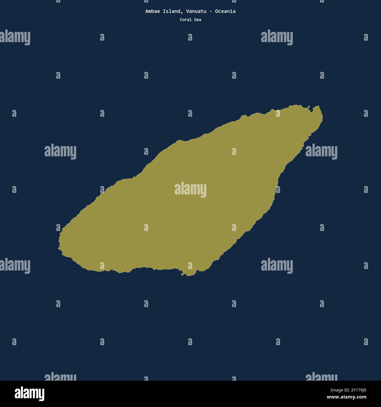 Shape of Ambae Island in the Coral Sea, belonging to Vanuatu Stock ...