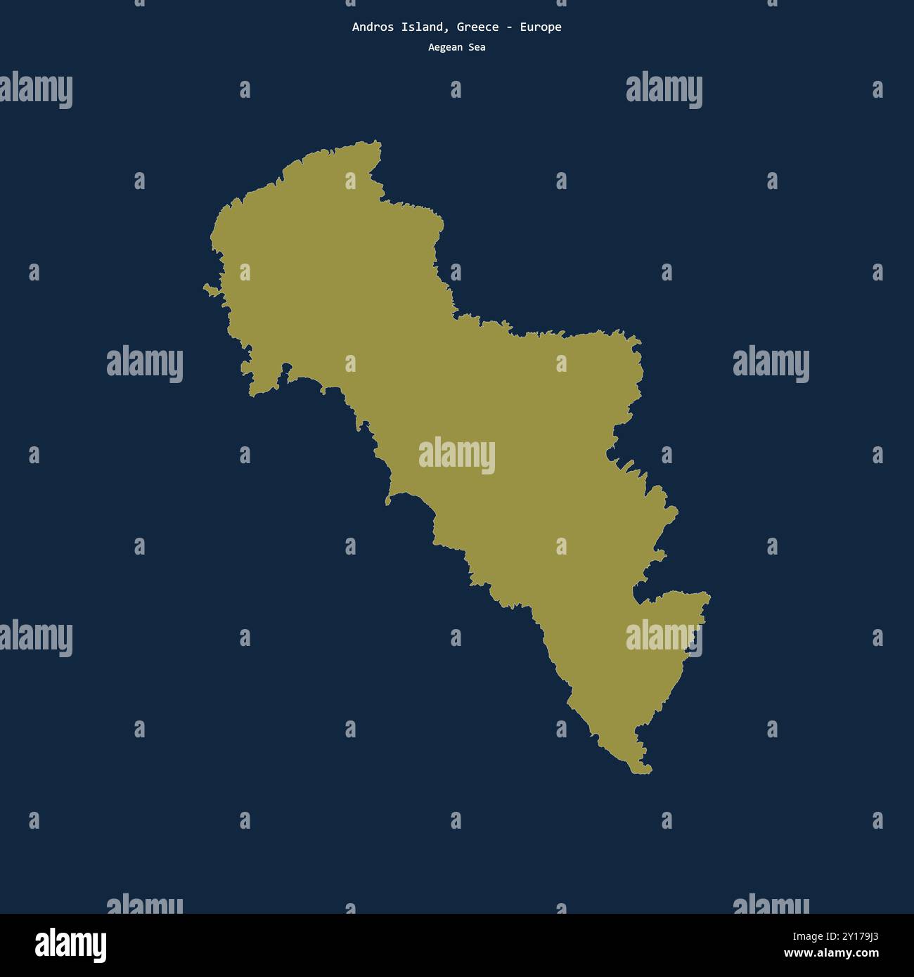 Shape of Andros Island in the Aegean Sea, belonging to Greece Stock ...