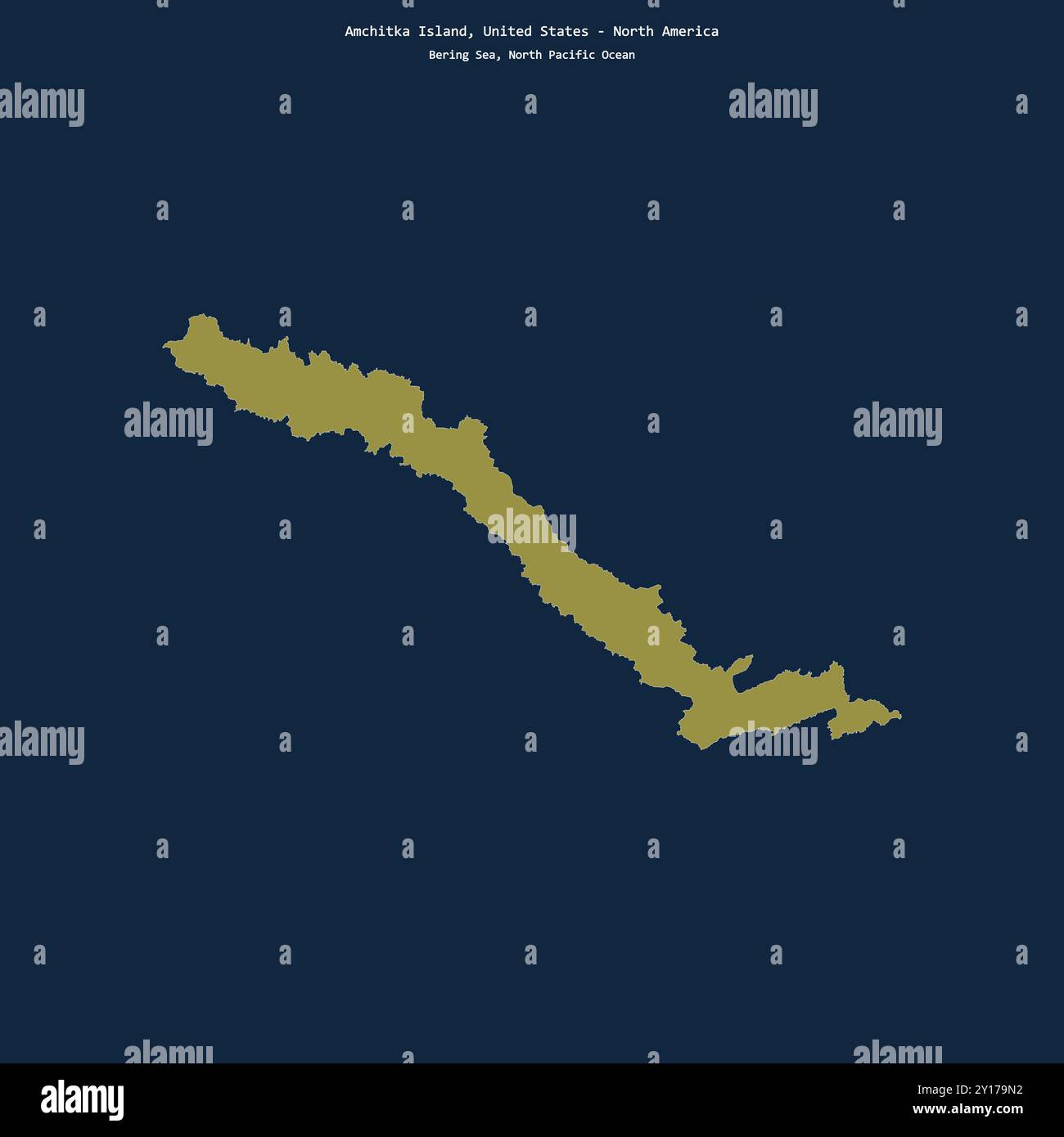 Shape of Amchitka Island in the Bering Sea, belonging to United States ...