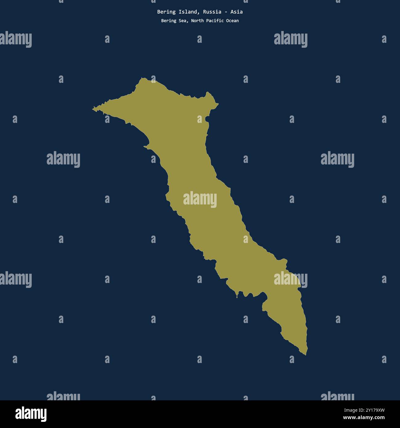 Shape of Bering Island in the Bering Sea, belonging to Russia Stock ...