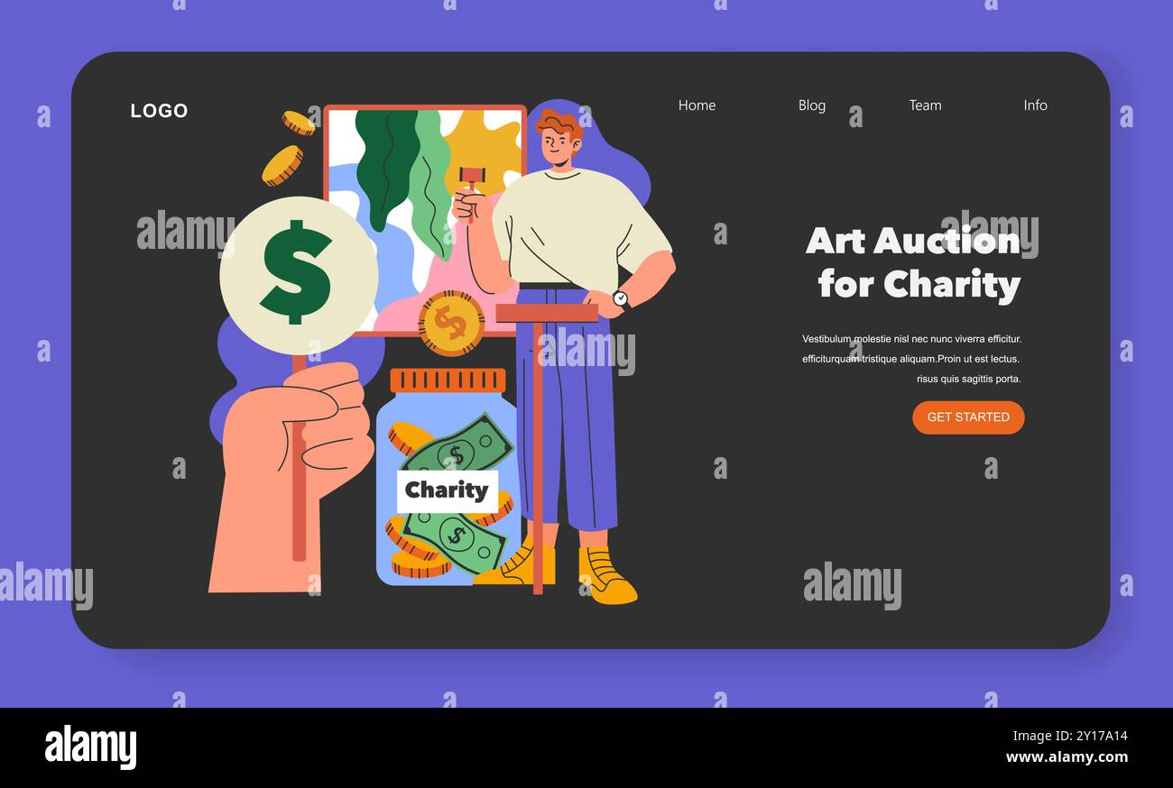 International Day of Charity concept. Digital artwork auction ...