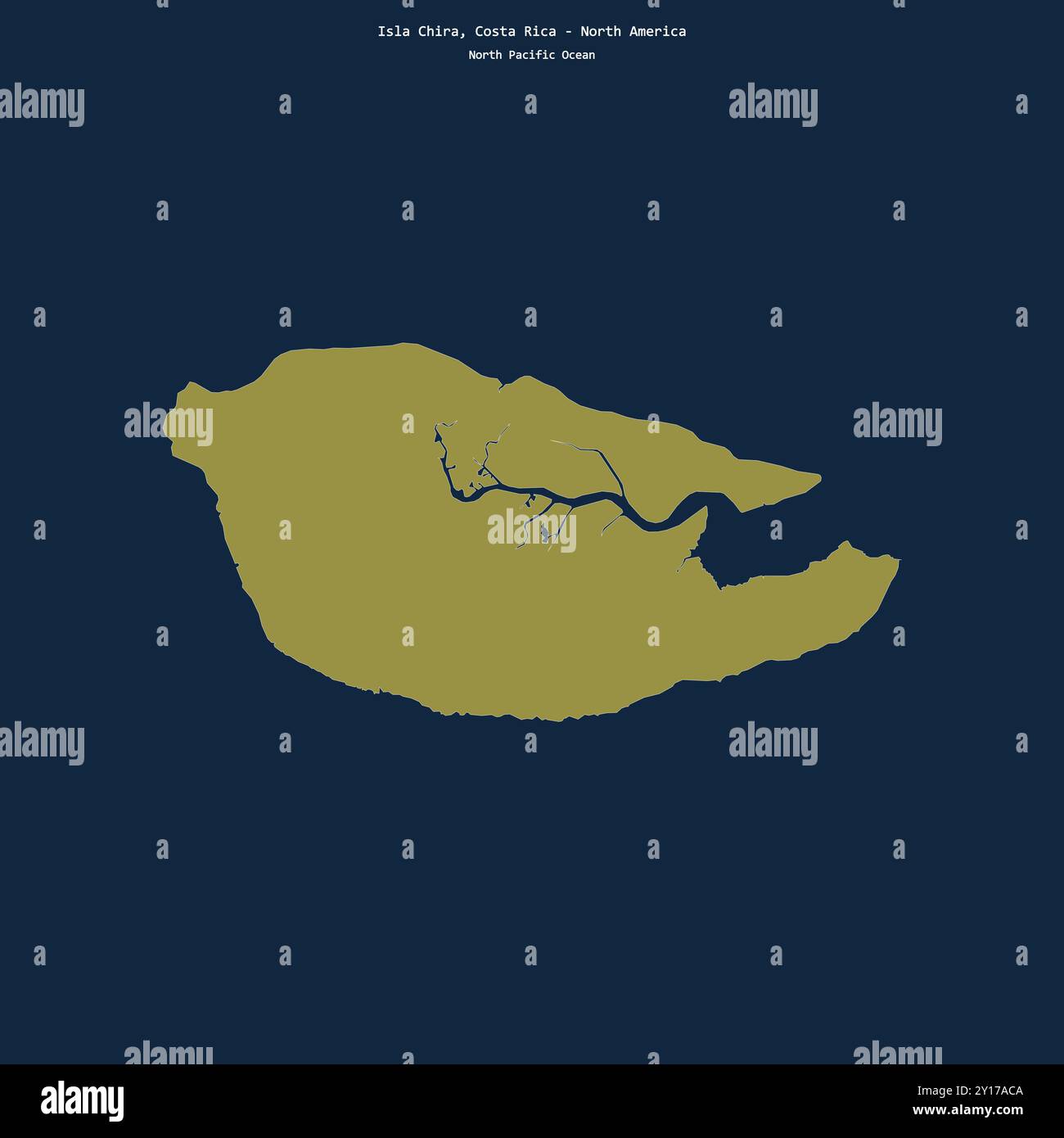 Shape of Isla Chira in the North Pacific Ocean, belonging to Costa Rica ...