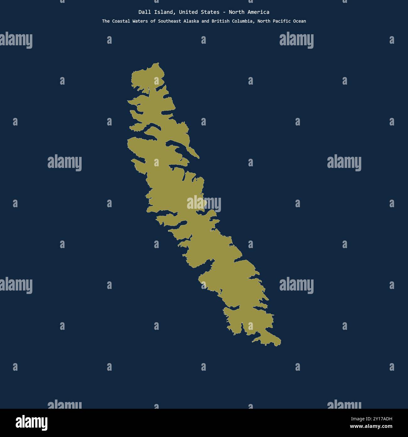 Shape of Dall Island in the North Pacific Ocean, belonging to United ...