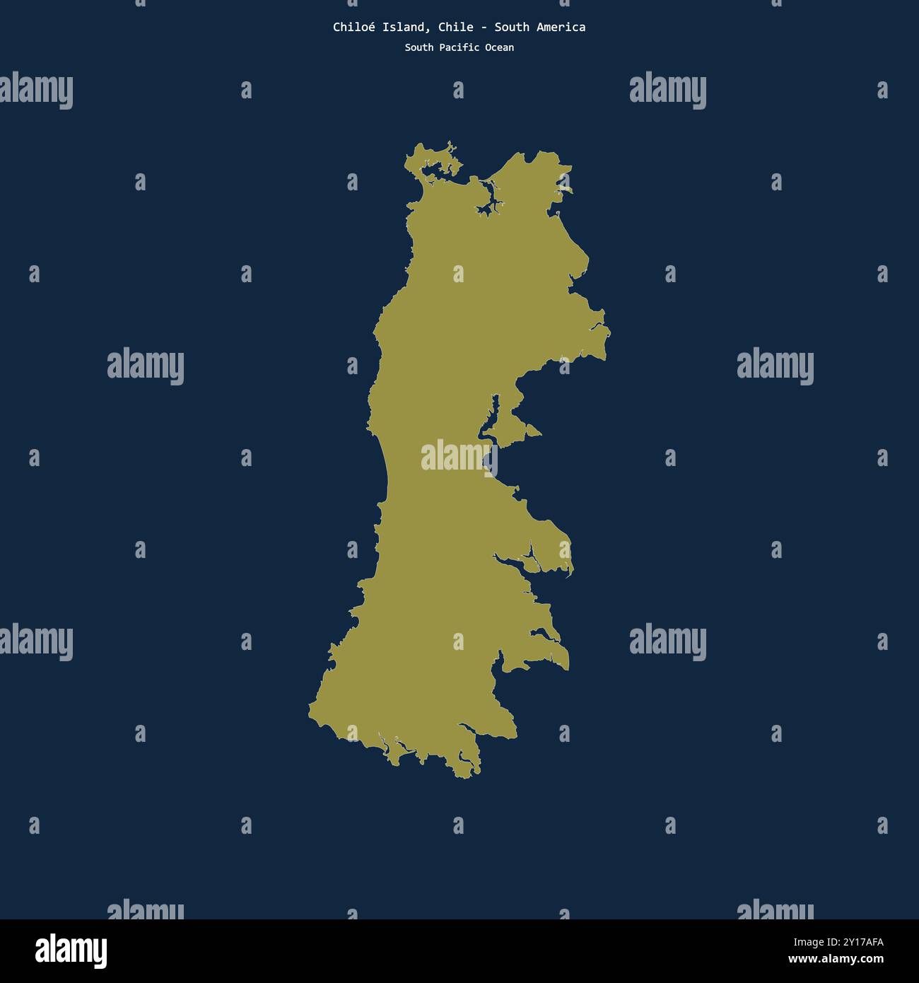 Shape of Chiloe Island in the South Pacific Ocean, belonging to Chile ...