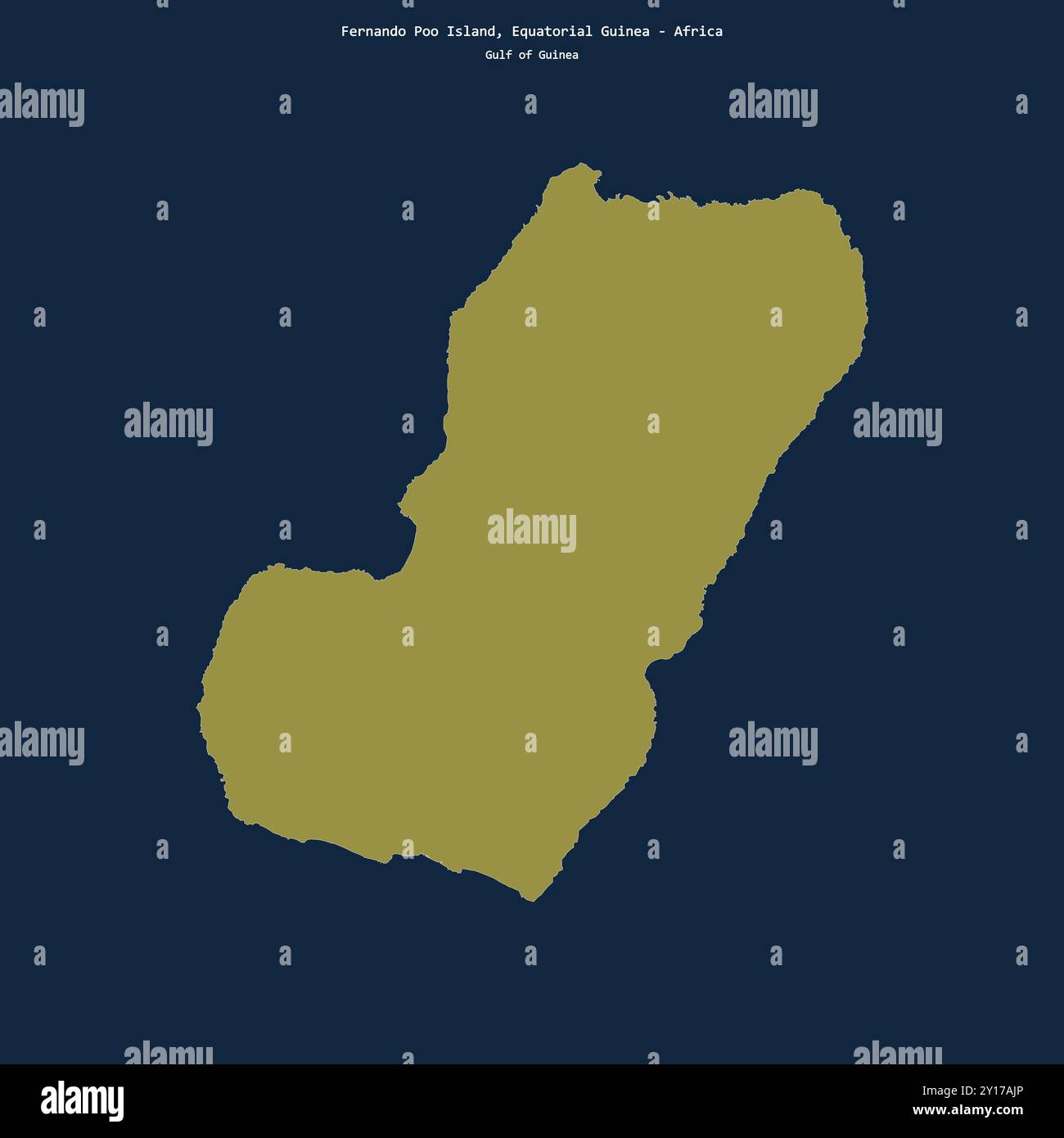 Shape of Fernando Poo Island in the Gulf of Guinea, belonging to ...