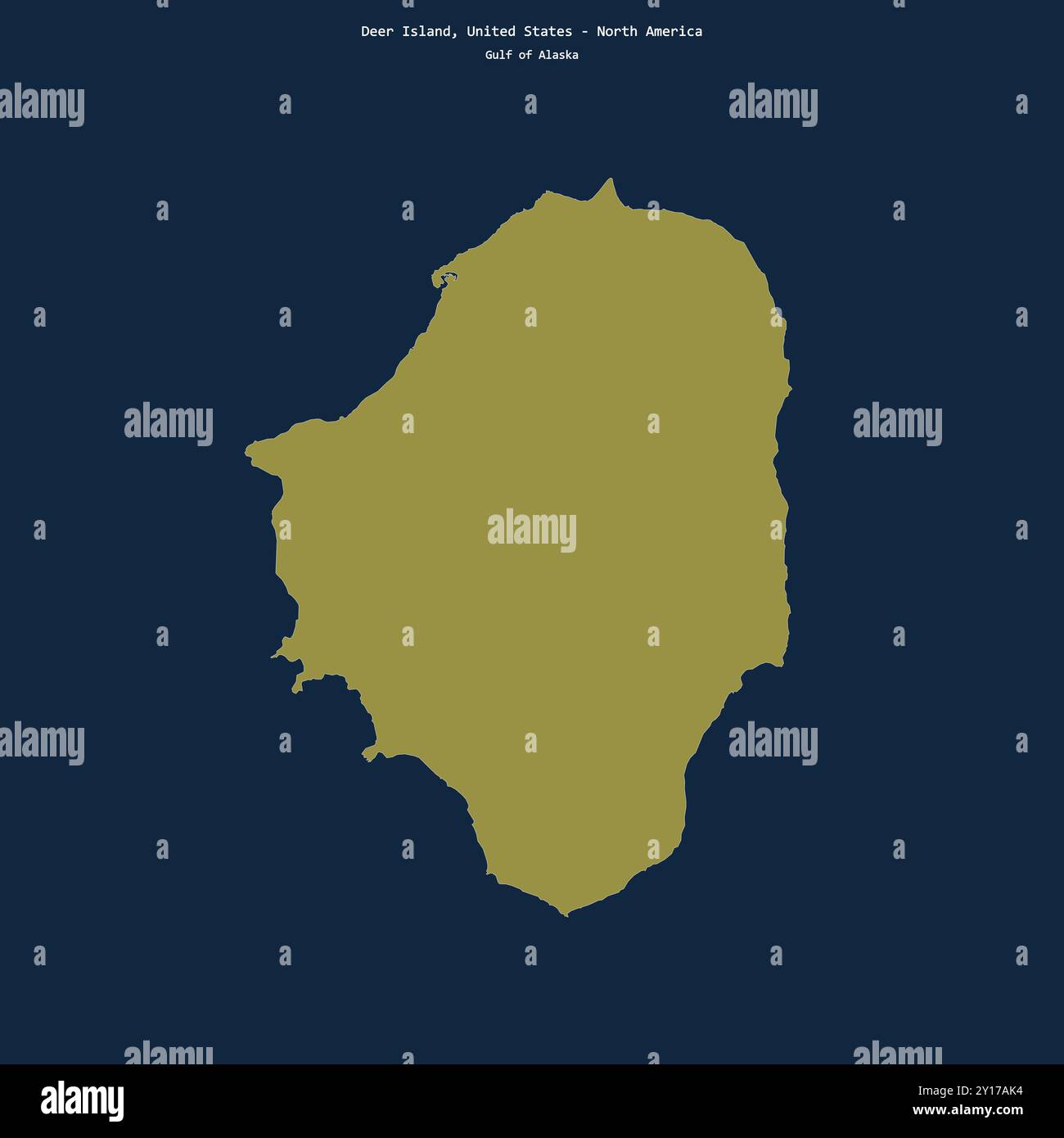 Shape of Deer Island in the Gulf of Alaska, belonging to United States ...