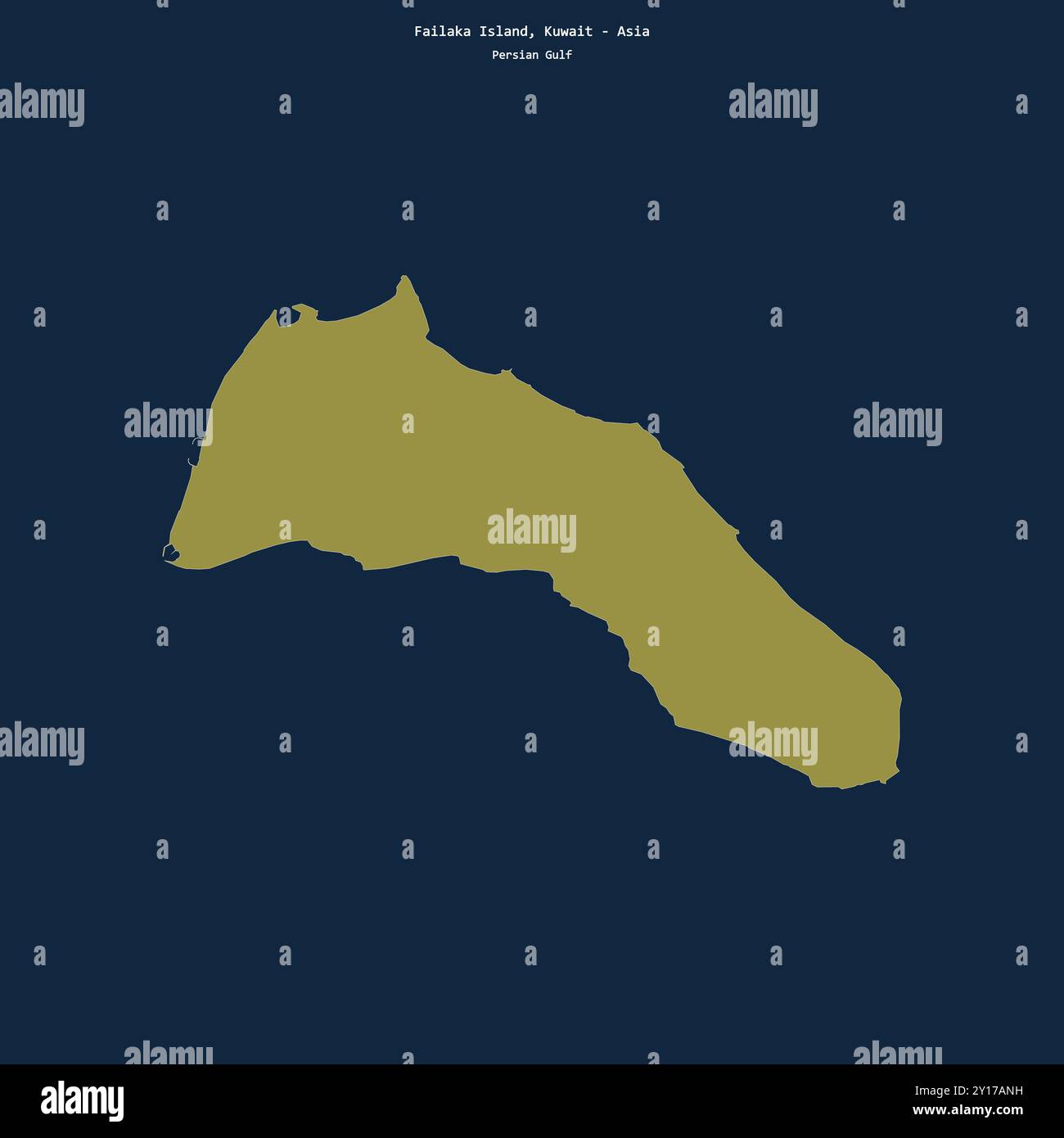 Shape of Failaka Island in the Persian Gulf, belonging to Kuwait Stock ...