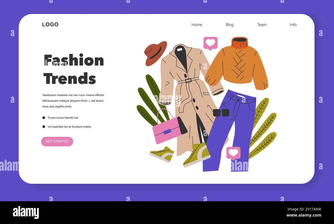 Fashion Trends concept. Stylish apparel on a website interface with ...