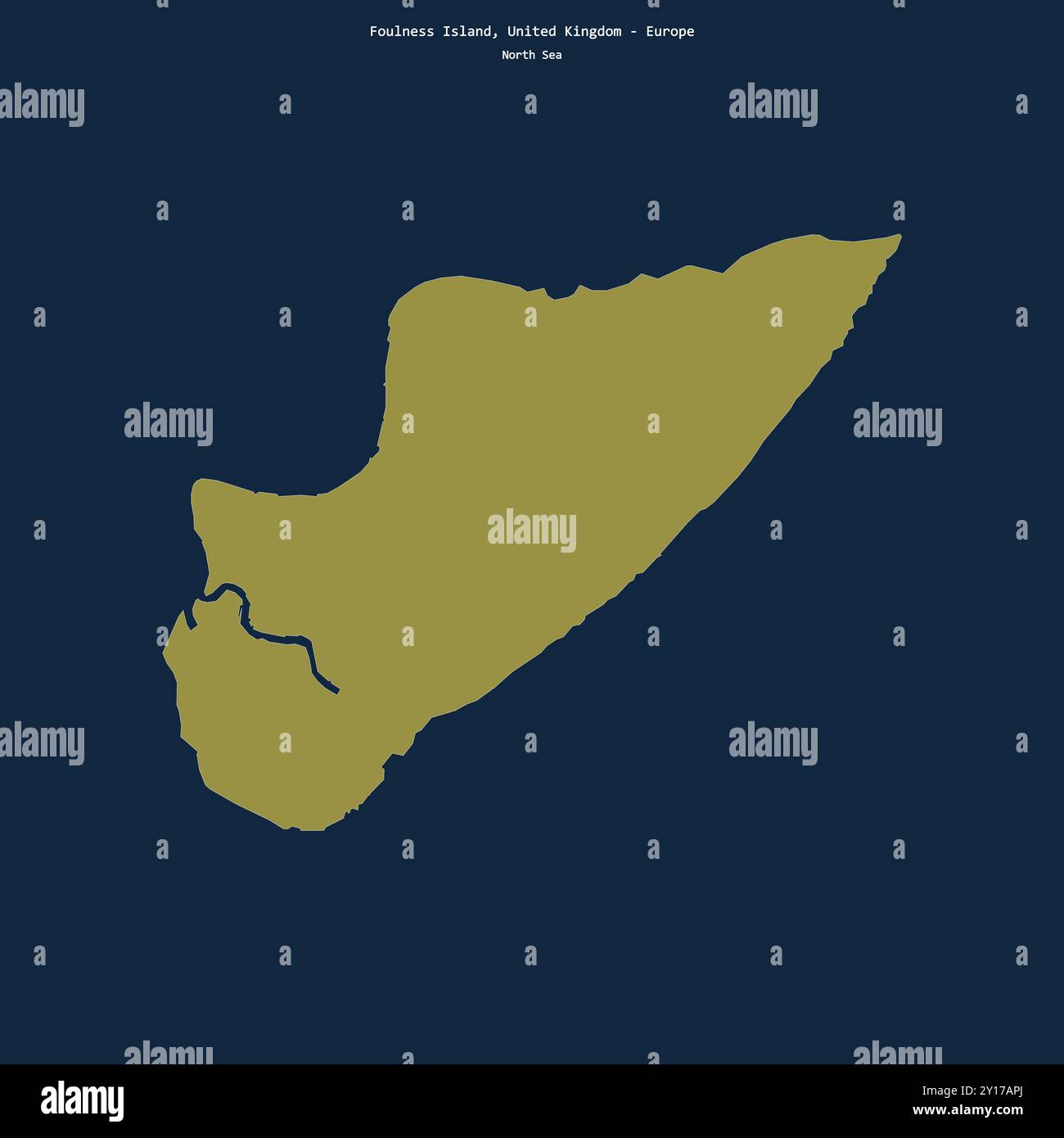 Shape of Foulness Island in the North Sea, belonging to United Kingdom ...