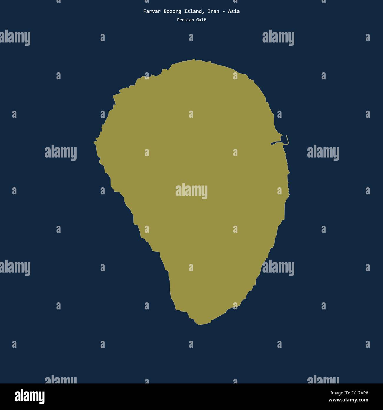 Shape of Farvar Bozorg Island in the Persian Gulf, belonging to Iran ...