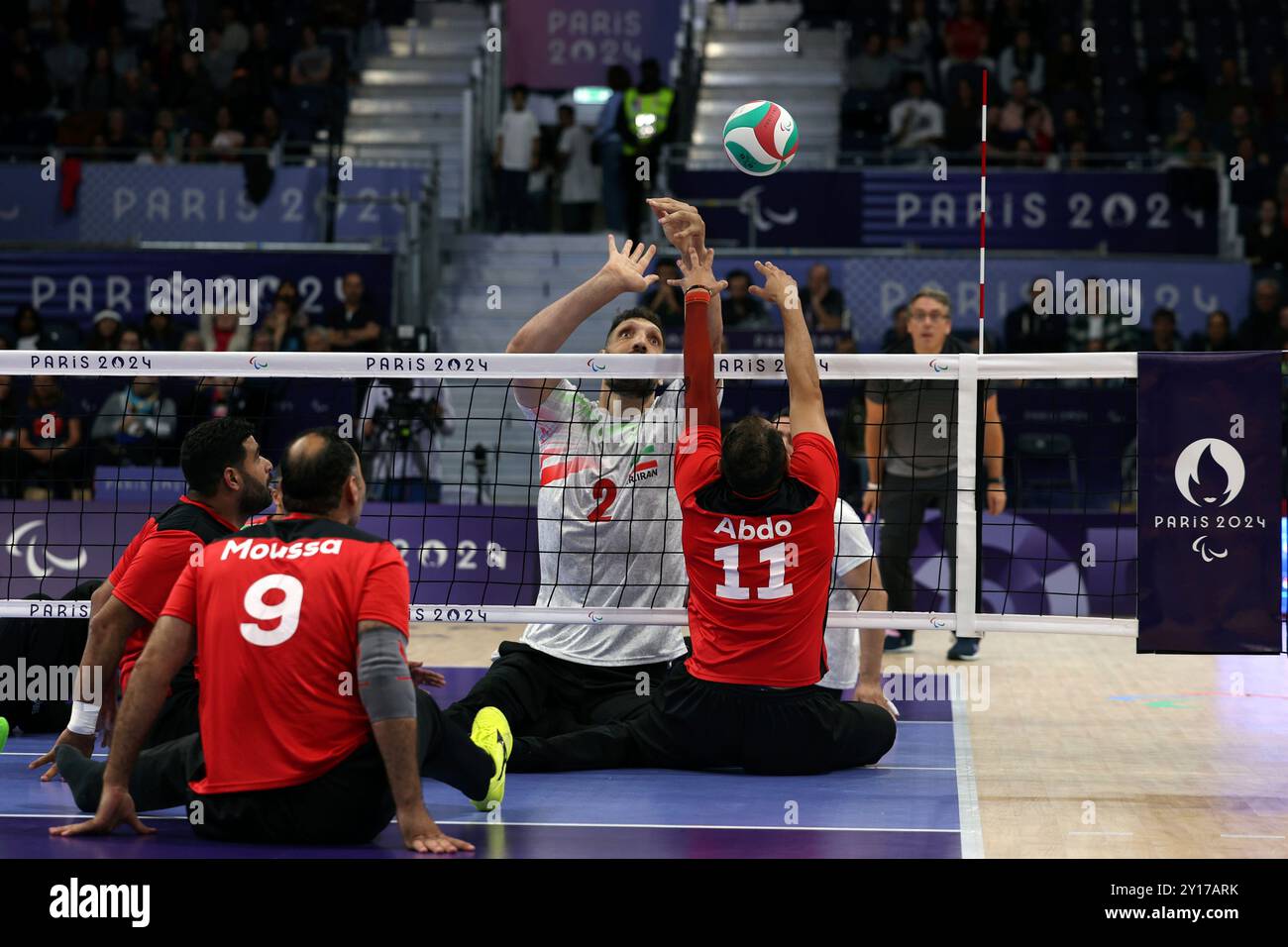 Iran's Morteza Mehrzadselakjani, number 2, attempts to block the ball ...