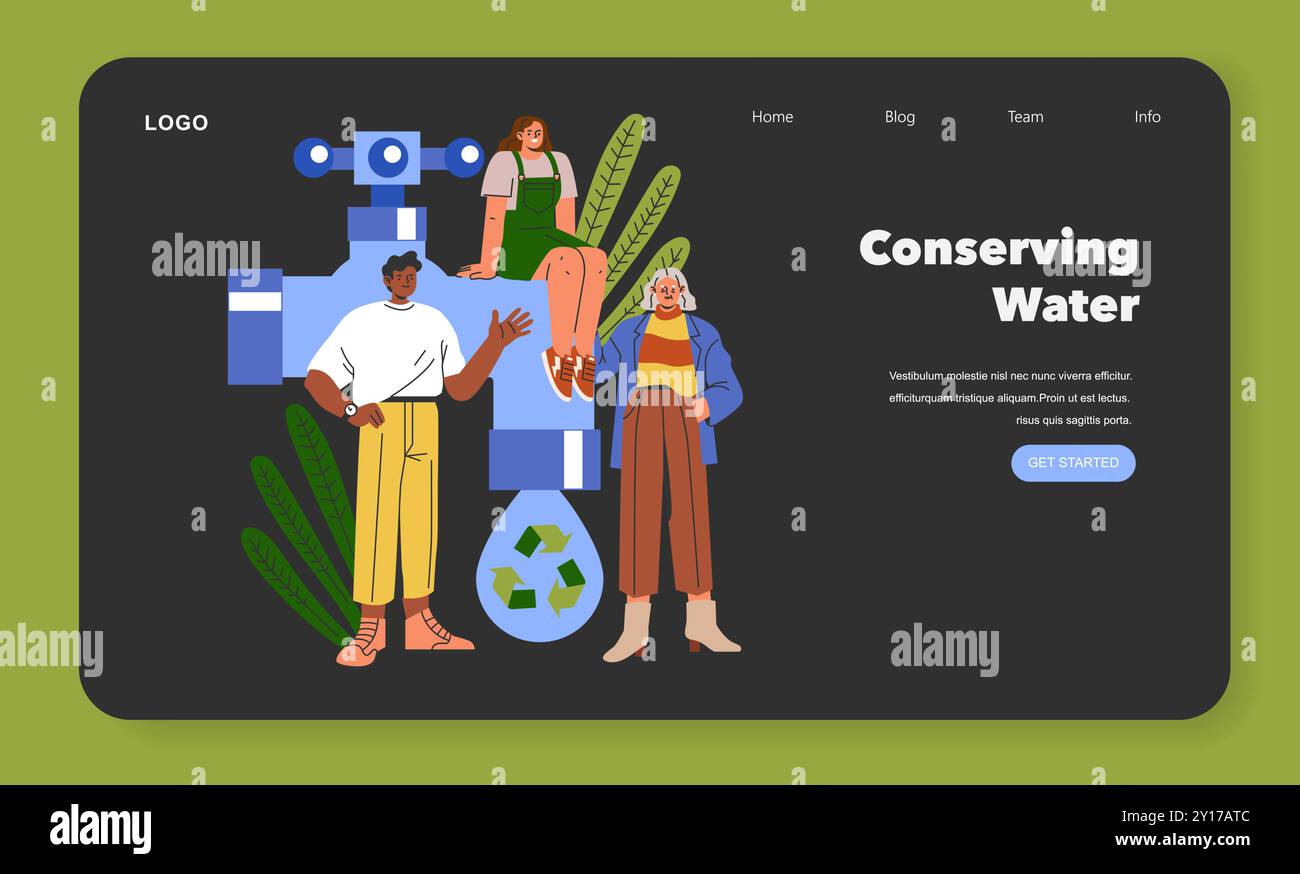 Sustainability Lifestyle concept. People engaging in water conservation ...