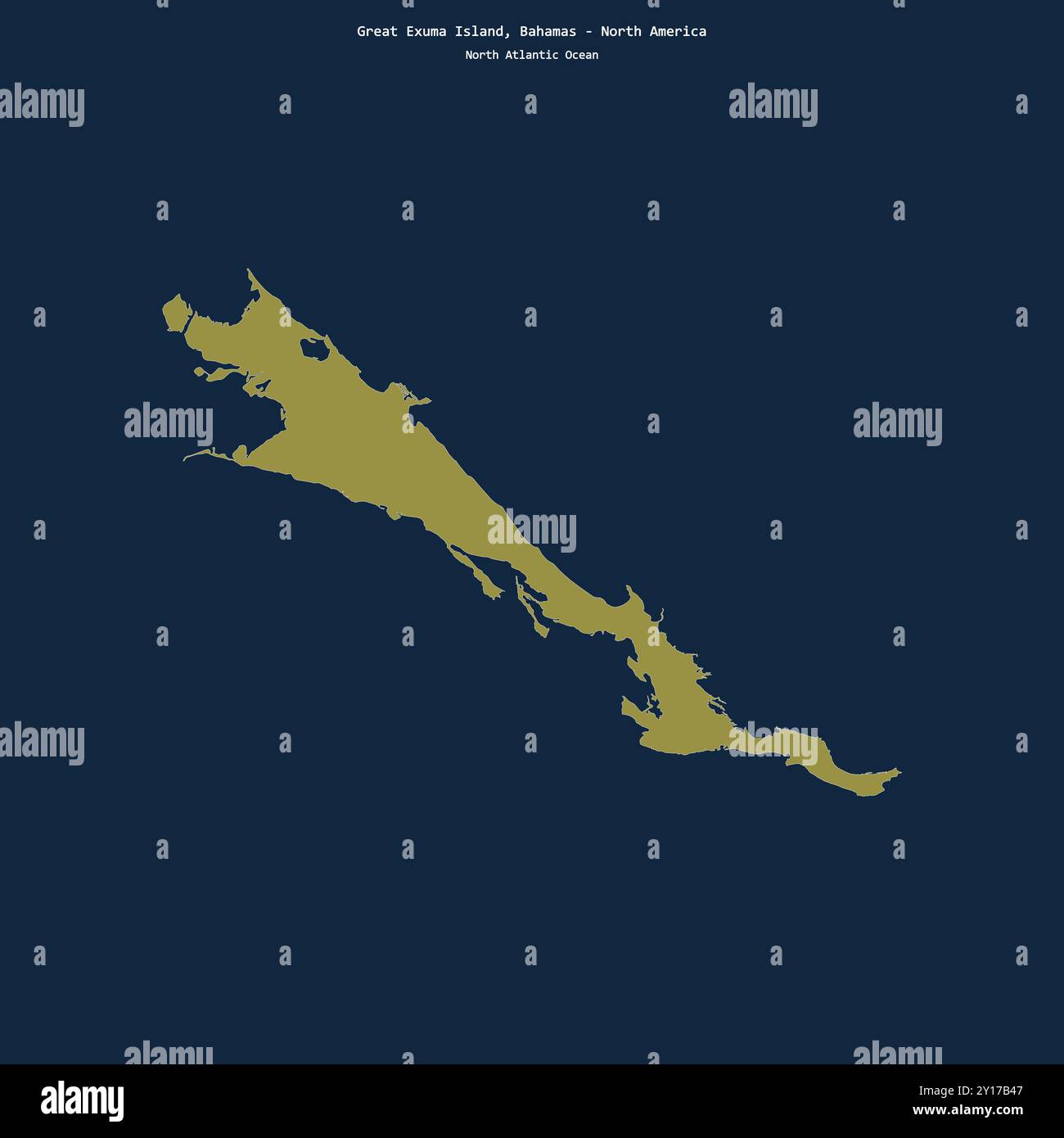 Shape of Great Exuma Island in the North Atlantic Ocean, belonging to ...