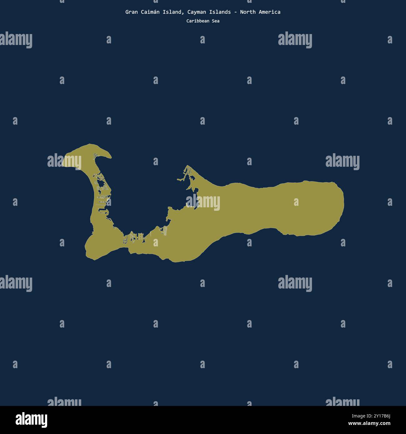 Shape of Gran Caiman Island in the Caribbean Sea, belonging to Cayman ...
