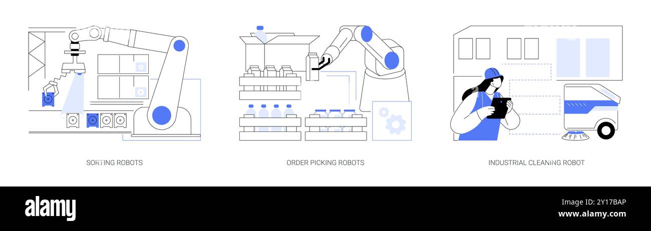 Industrial robots isolated cartoon vector illustrations se Stock Vector ...