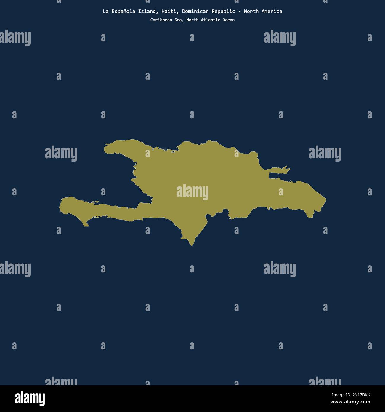 Shape of La Espanola Island in the Caribbean Sea, shared between: Haiti ...