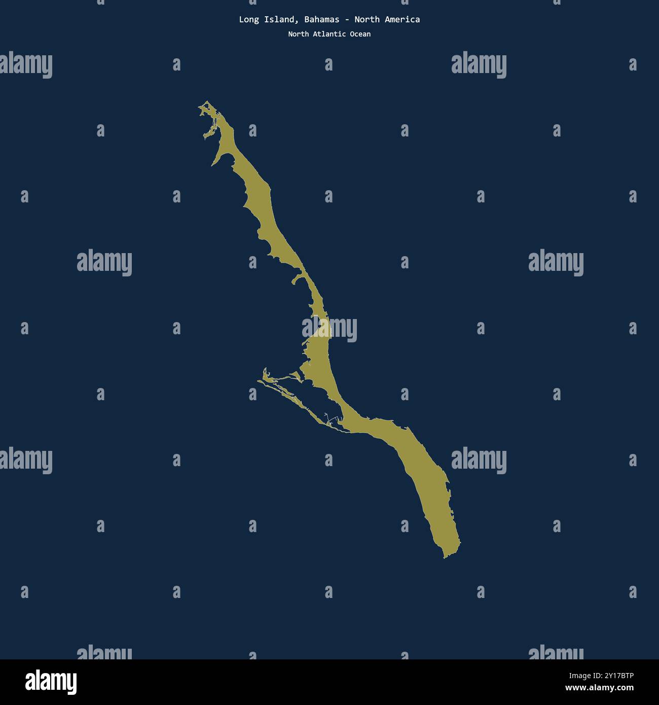 Shape of Long Island in the North Atlantic Ocean, belonging to Bahamas ...