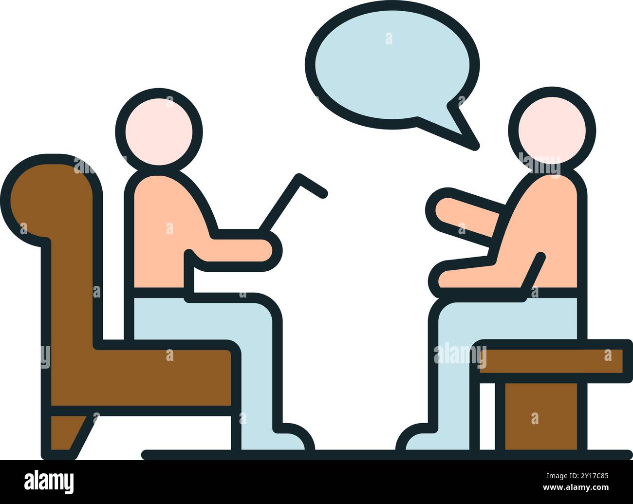 Psychologist taking notes while listening to patient talking about his ...